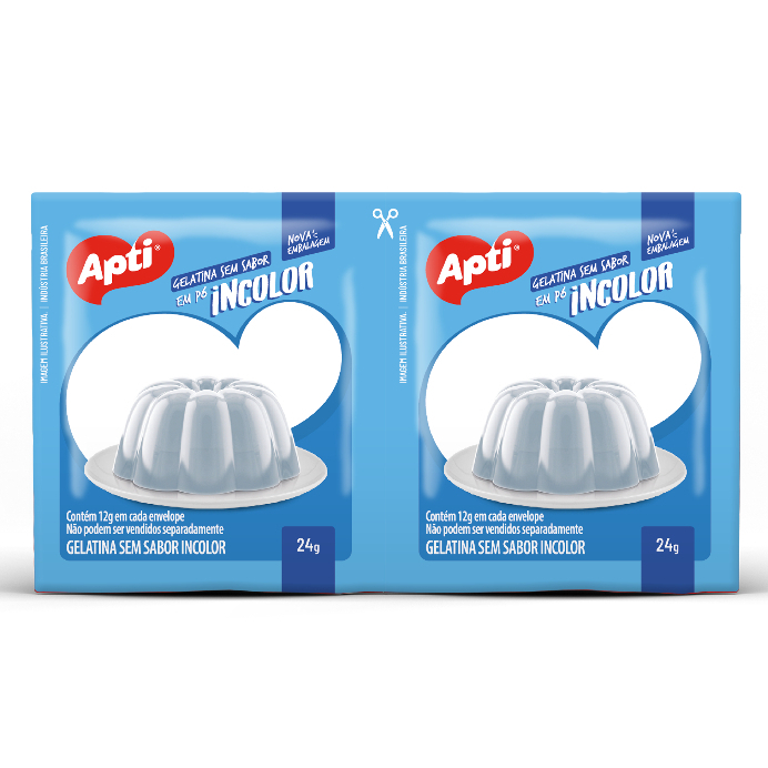 Kit com 6 Gelatina sem sabor em pó Incolor Apti 24g | Shopee Brasil