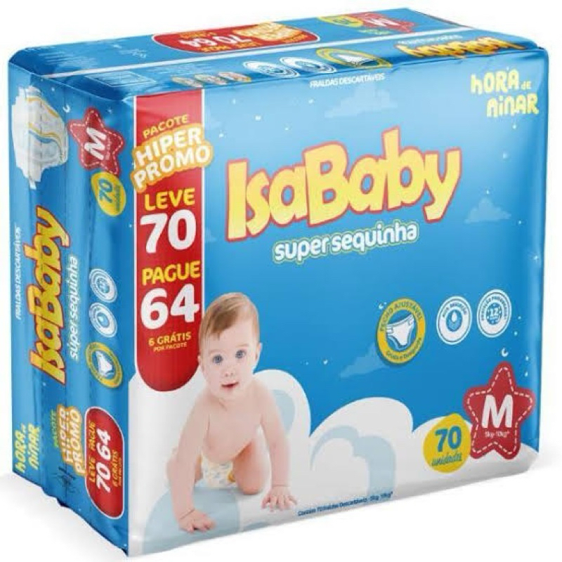 Fralda super sequinha Isababy com 70 | Shopee Brasil