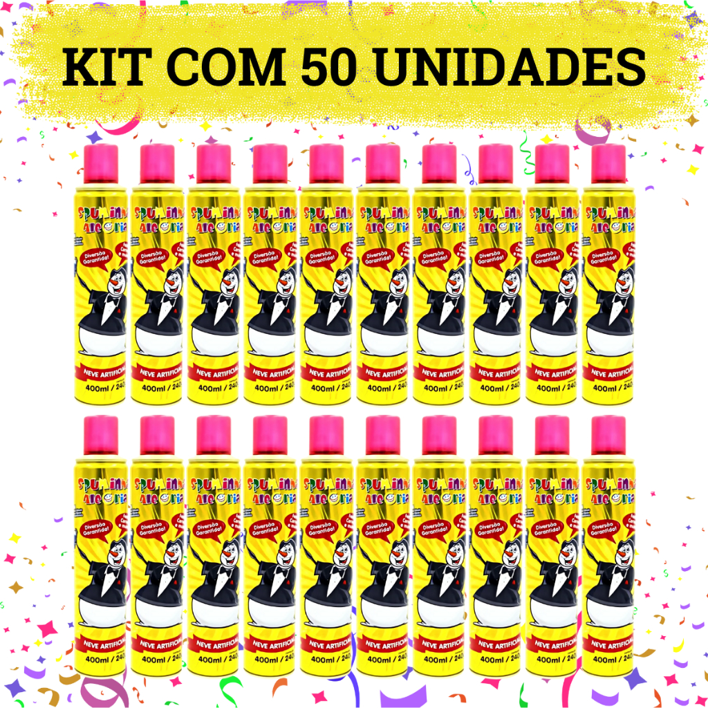 Kit 50 Espumas De Carnaval Neve Artificial Carnaval Festas Lata Grande ...