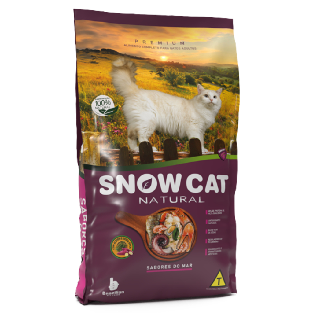 Ração Snow Cat Premium Natural para Gatos Adultos Sabores do Mar 25 kg ...
