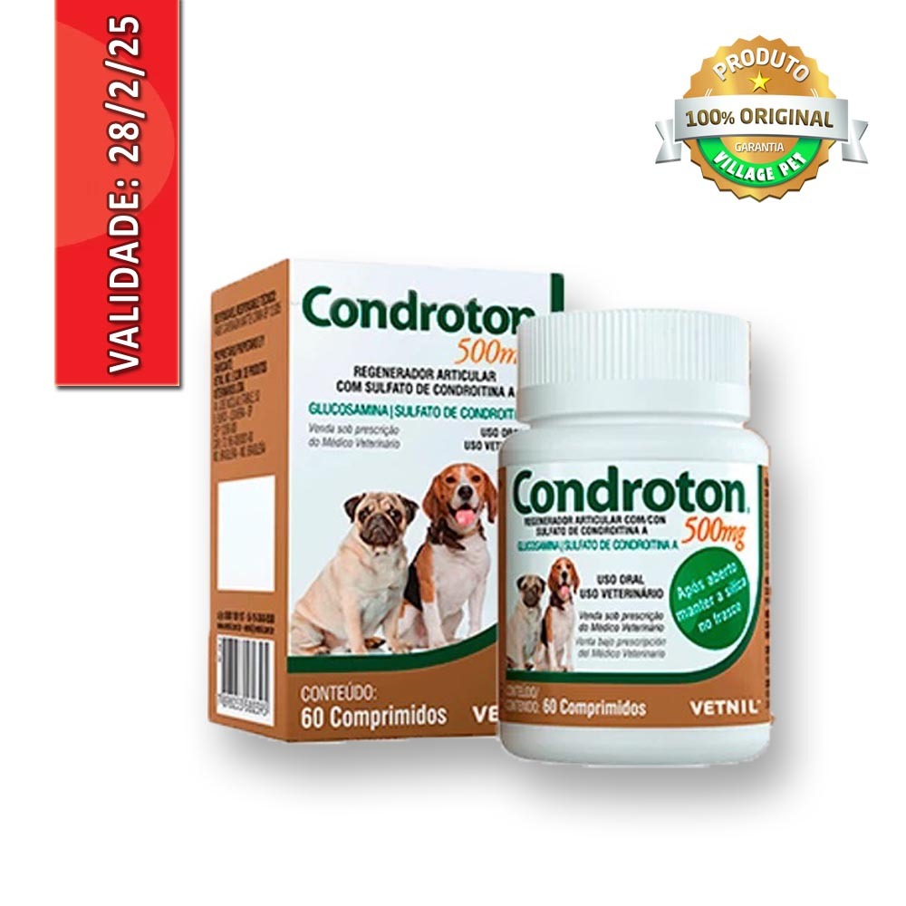 Regenerador Articular Condroton 500 mg 60 Comprimidos - Vetnil | Shopee ...