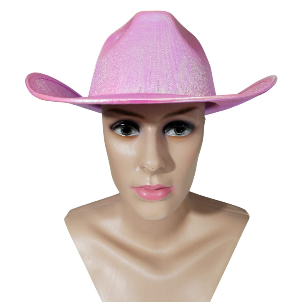 Chapéu Cowboy Country Nacarado Furta-cor Brilhante Rosa Adulto - Rodeio ...