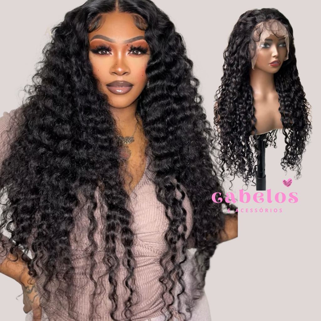 Lace wig front cacheada longa bio orgânica | Shopee Brasil