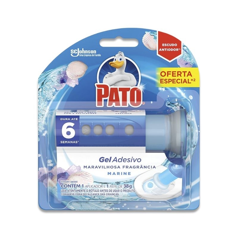 Desodorizador Sanitário Pato Gel Adesivo Marine Aplicador + 6 discos ...