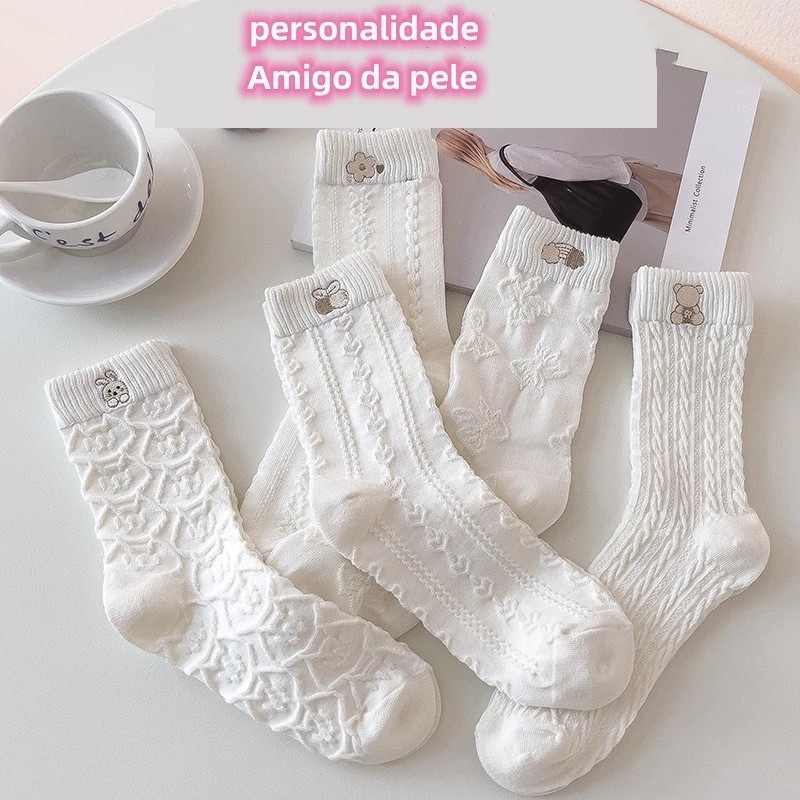 Kit 3/6/12 pares de meias de cano alto casuais, elegantes e versáteis ...