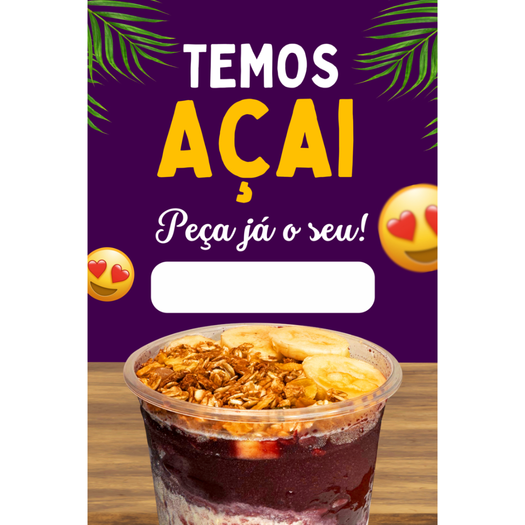 Banner Temos Açai Escrita Chamativa | Shopee Brasil