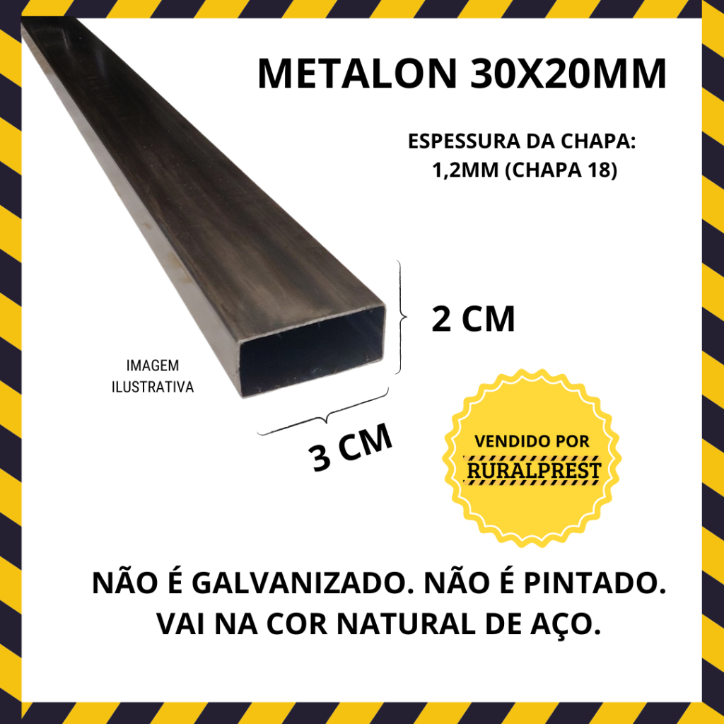 METALON 30X20 MM (20X30 MM) - BARRA DE AÇO - 4 PEÇAS DE 1,20 M ...