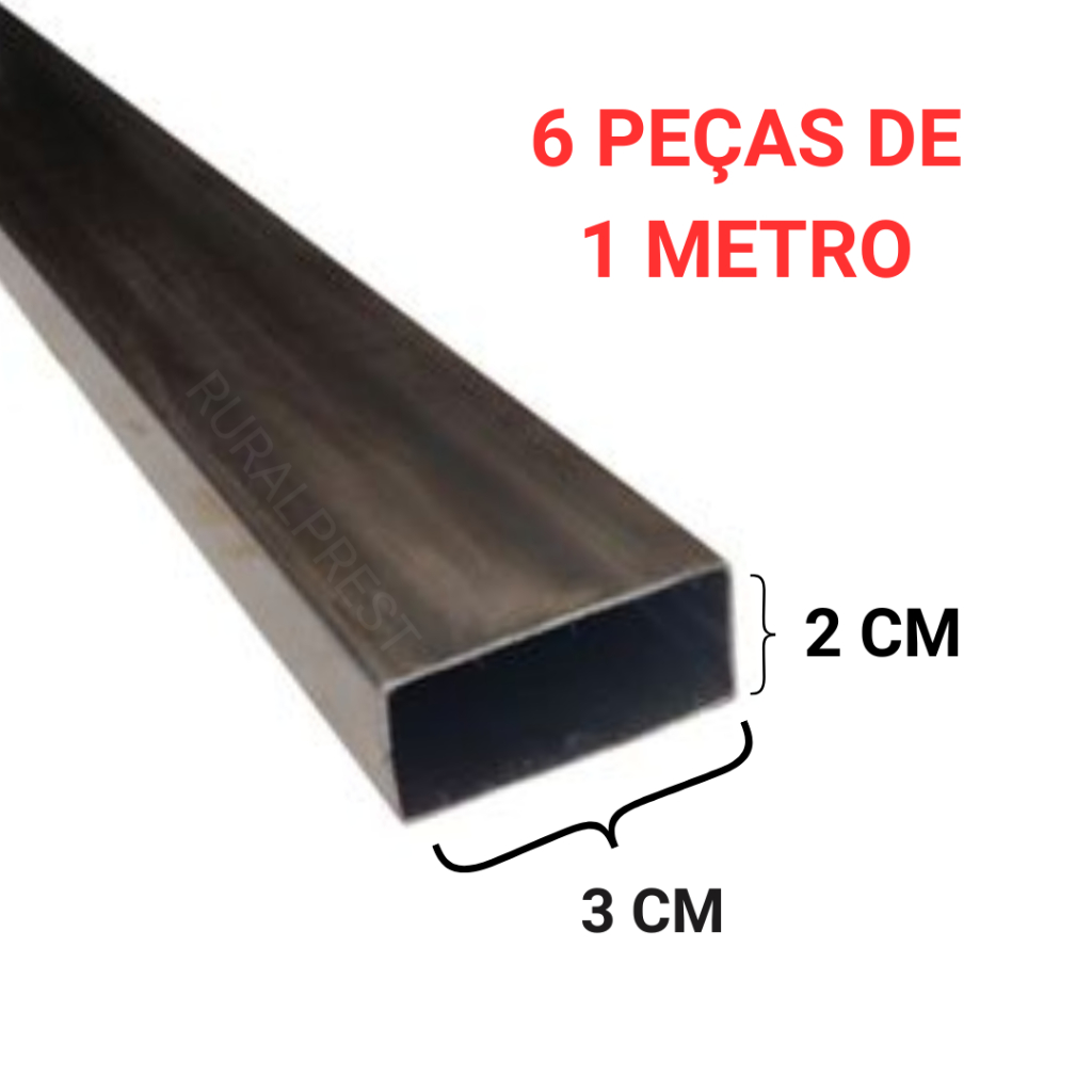 METALON 30X20 MM (20 X 30 MM) - BARRA DE AÇO - 6 PEÇAS DE 1 METRO CADA ...