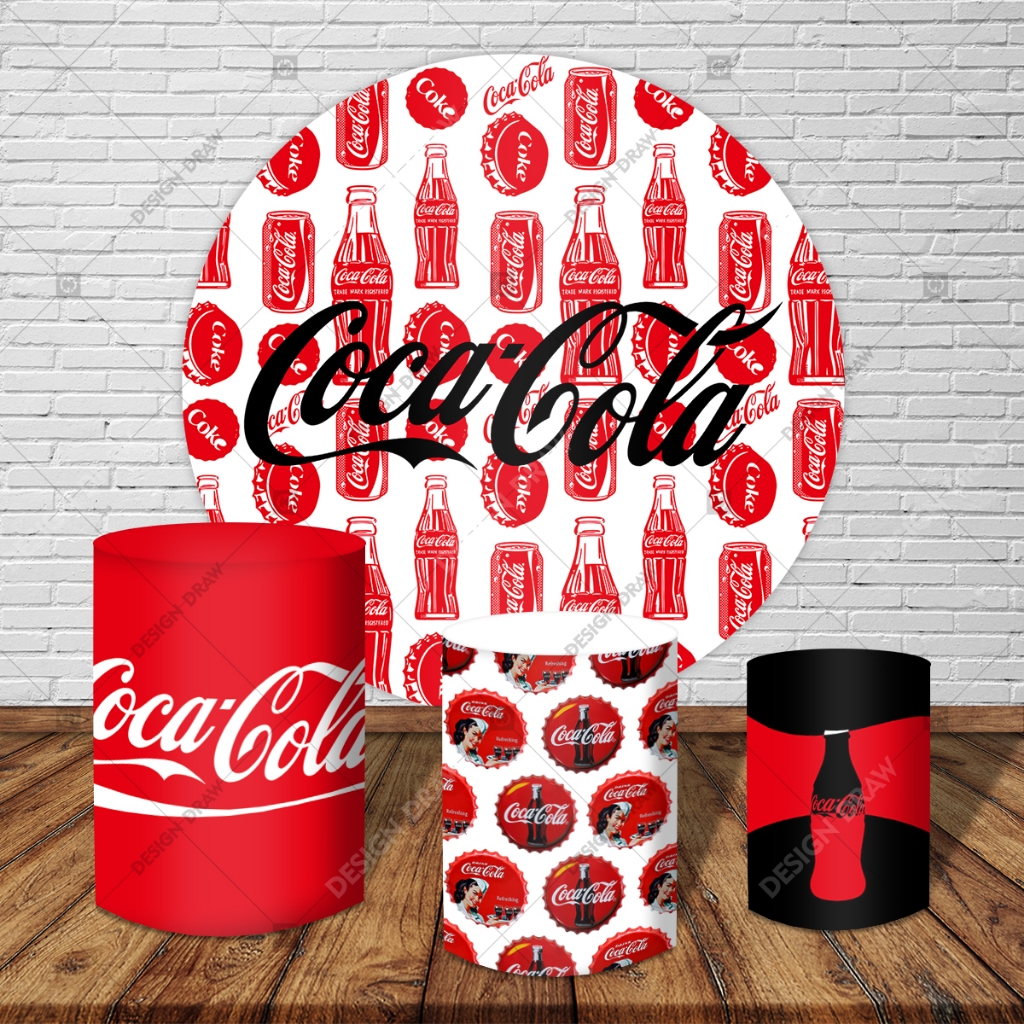 Coca Cola + kit painel redondo 1.5m + 3 capas de cilindros | Shopee Brasil