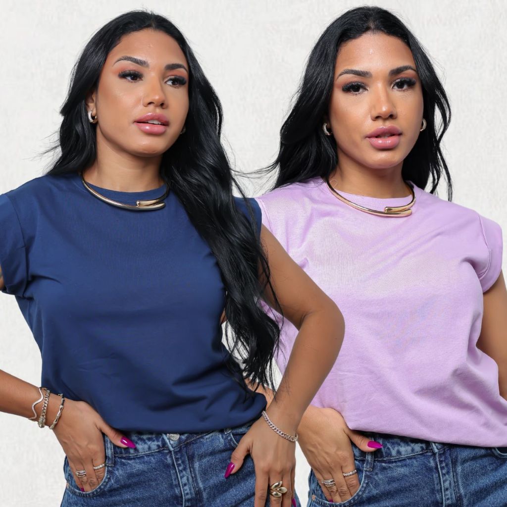 Kit 2 Blusas Feminina Muscle Lisa 100% Algodão | Shopee Brasil