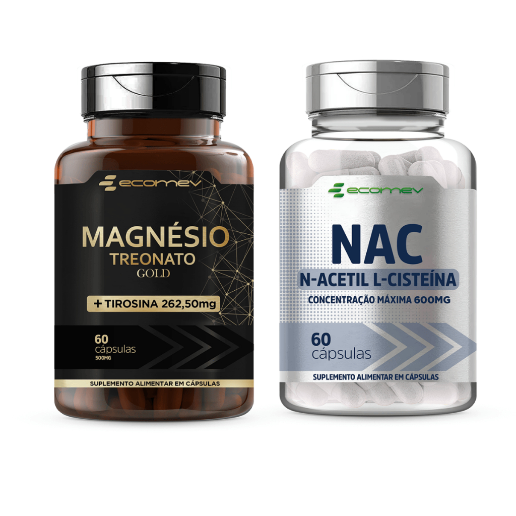 Magnesio Treonato + L Tirosina + Nac N Acetilcisteina 600mg 120caps Ecomev | Shopee Brasil