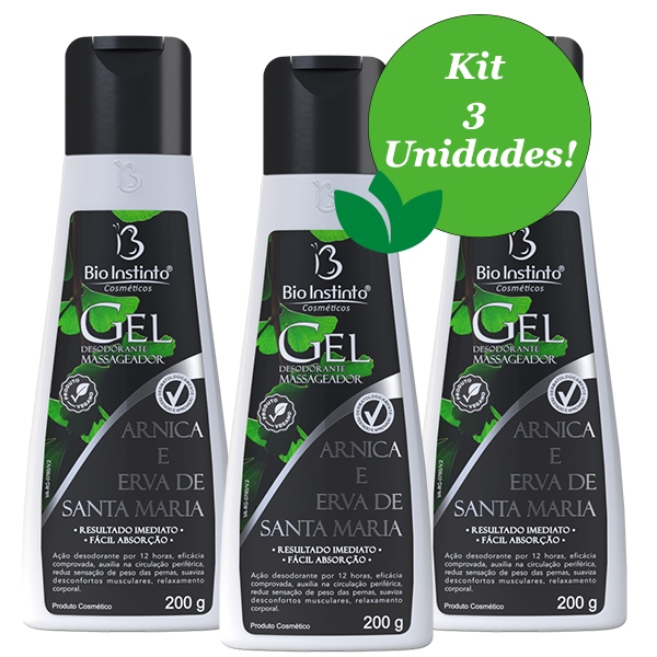 Kit 3 Unidades Gel Massageador ARNICA e ERVA DE SANTA MARIA 200g Bio ...