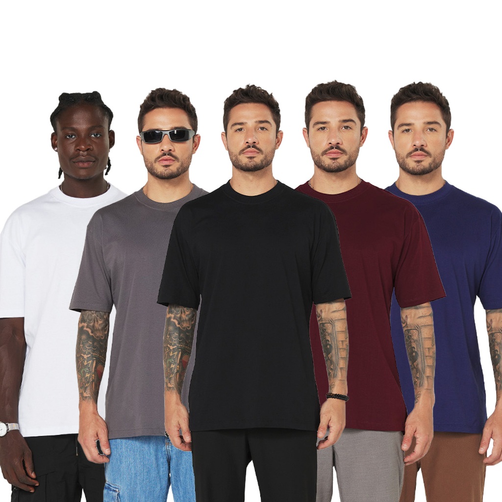 Kit 5 Camisetas Basic Streetwear Cores Diversas | Shopee Brasil