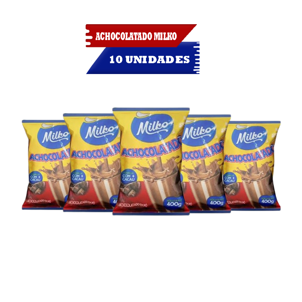 Achocolatado Milko 400g - 10 Unidades | Shopee Brasil