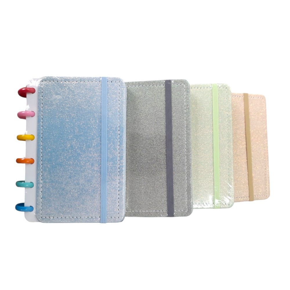 Mini Agenda Inteligente com Glitter 6 Discos A6 70 Folhas Removível ...