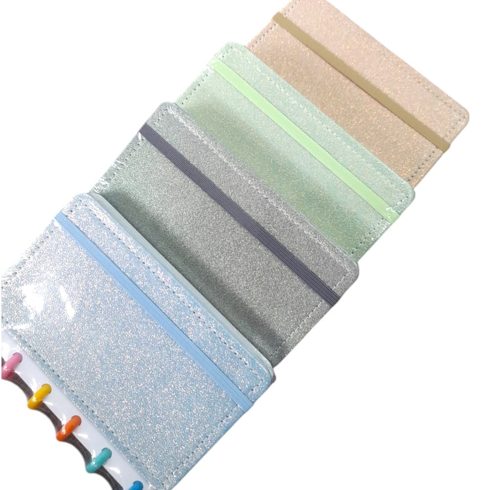 Mini Agenda Inteligente com Glitter 6 Discos A6 70 Folhas Removível ...