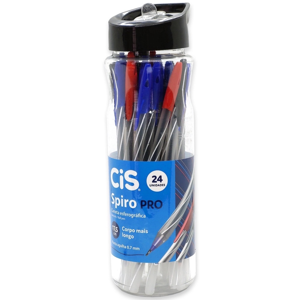 Canetas Esferográficas CIS Spiro Pro 0.7mm - Kit com 24 unidades (Azul ...