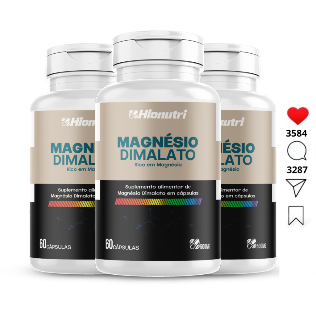 Kit 3x Magnésio Dimalato Natural 60 Cápsulas Cada Pote | Shopee Brasil
