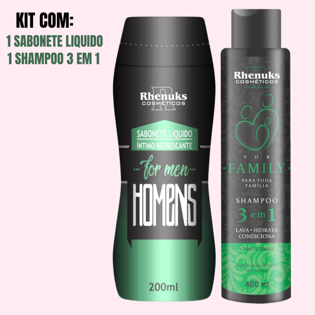 Kit Para Homens! - 1 Shampoo For Family + Sabonete Íntimo Refrescante ...
