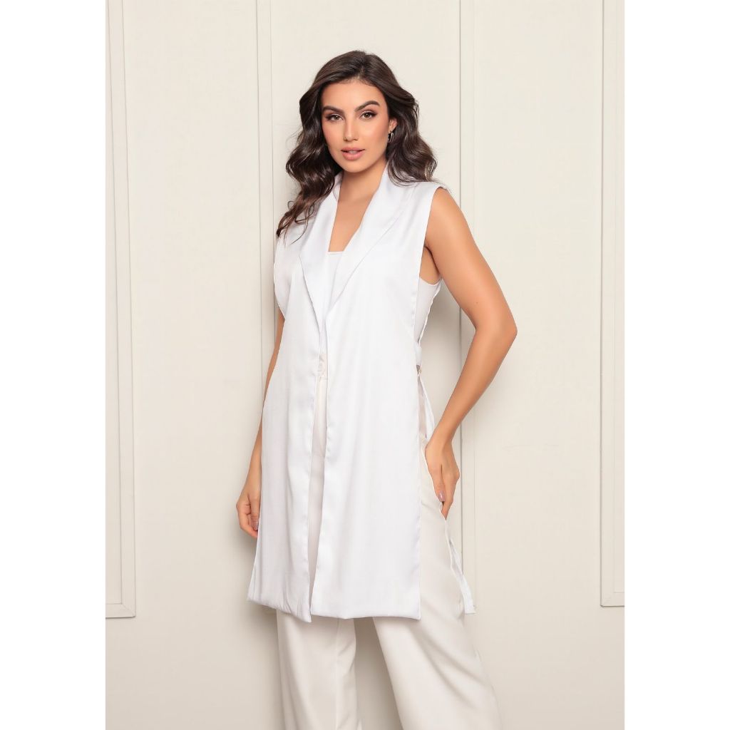 Jaleco Max Colete Feminino Gabardine com elastano Lina Branco | Shopee Brasil