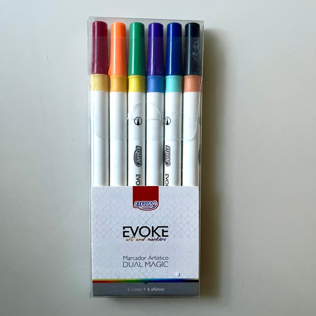marcador dual magic brush pen 6 cores | Shopee Brasil