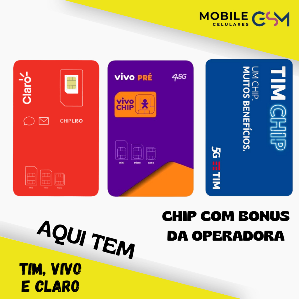 Kit Chip Operadoras Vivo Claro Tim - 3 ou 5 unidades chip com saldo ...