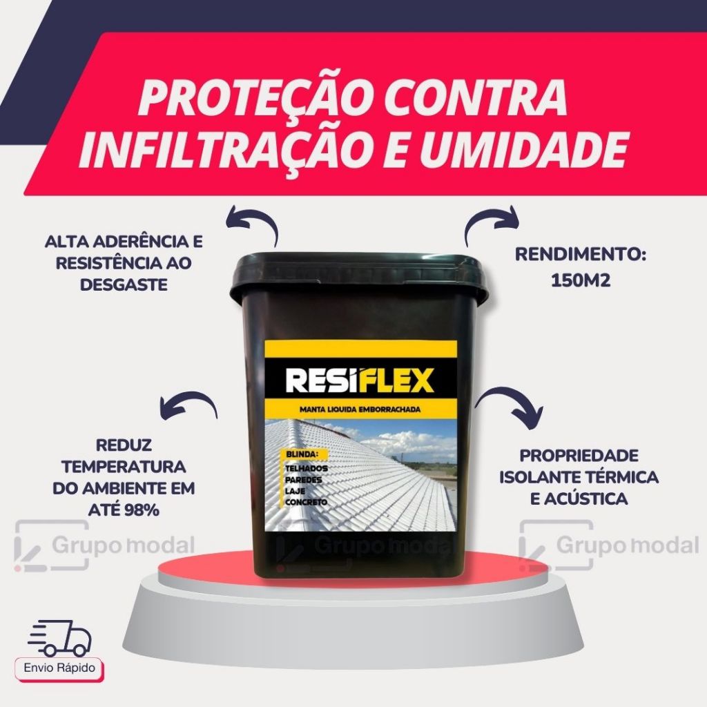 Tinta Borracha Liquida Impermeabilizante Colorido Resiflex 12 kg ...