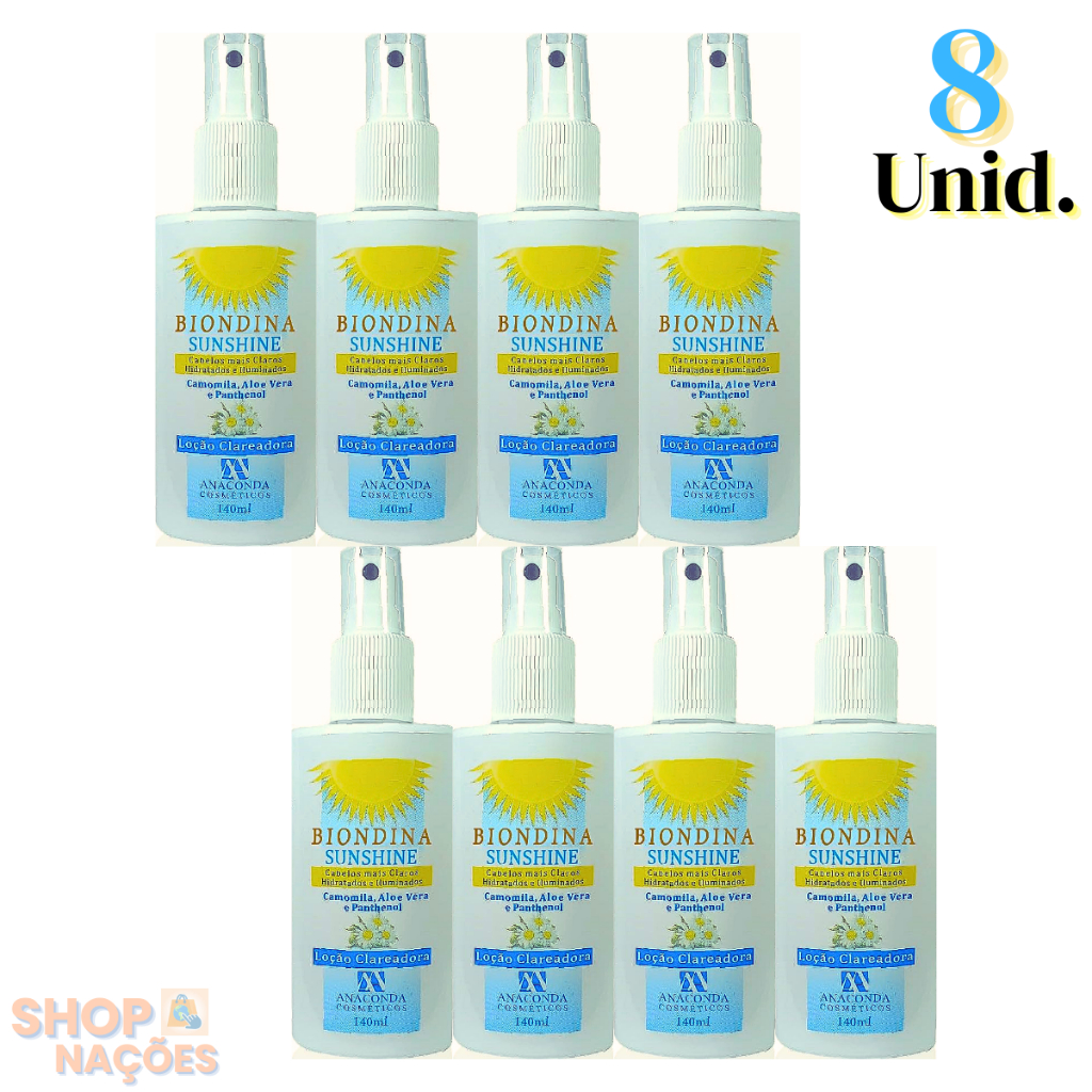 Kit com 8 Loções Clareadora Capilar Biondina SUNSHINE Spray com ...