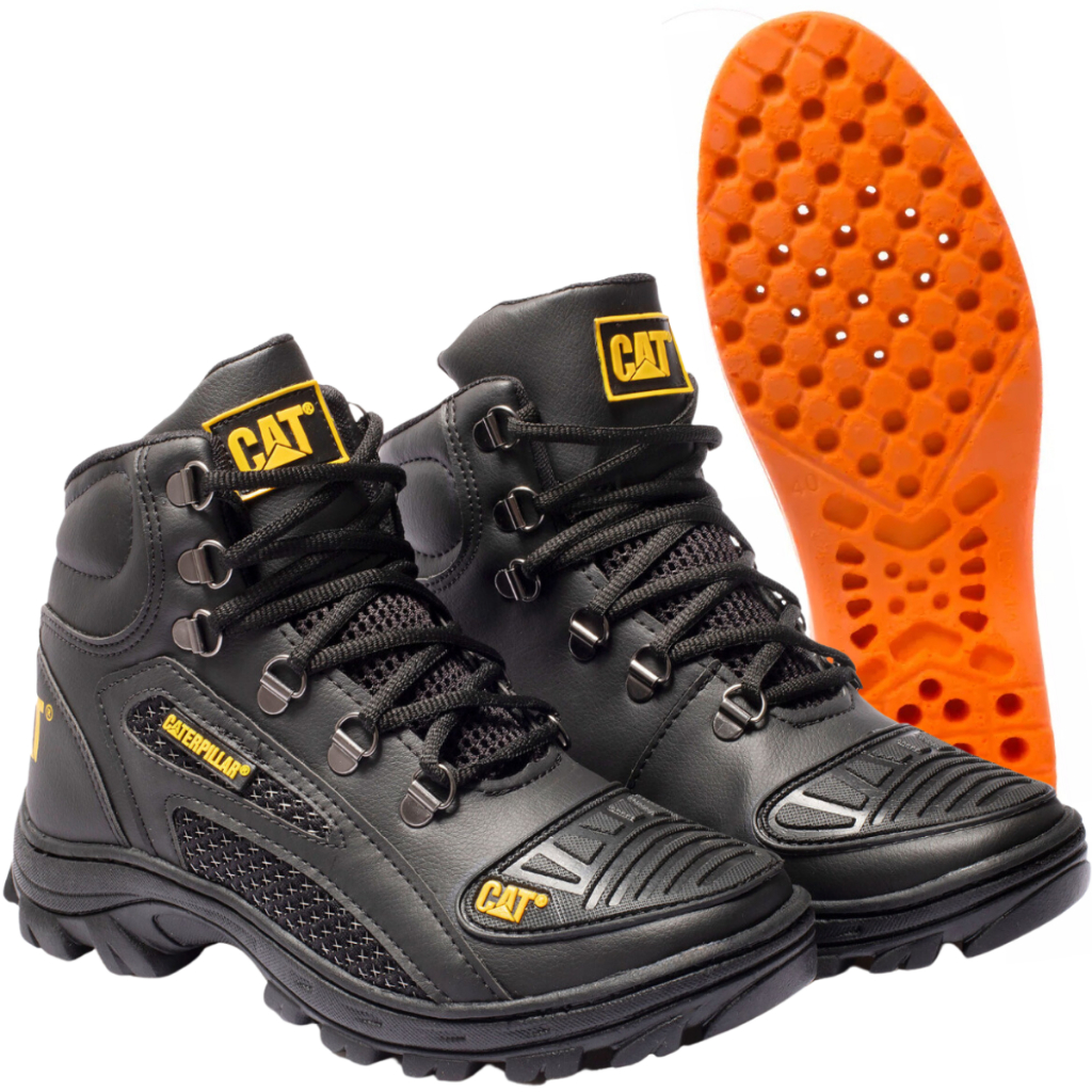 Bota Coturno CAT Botina Caterpillar Impermeável Macio Palmilha de Gel ...