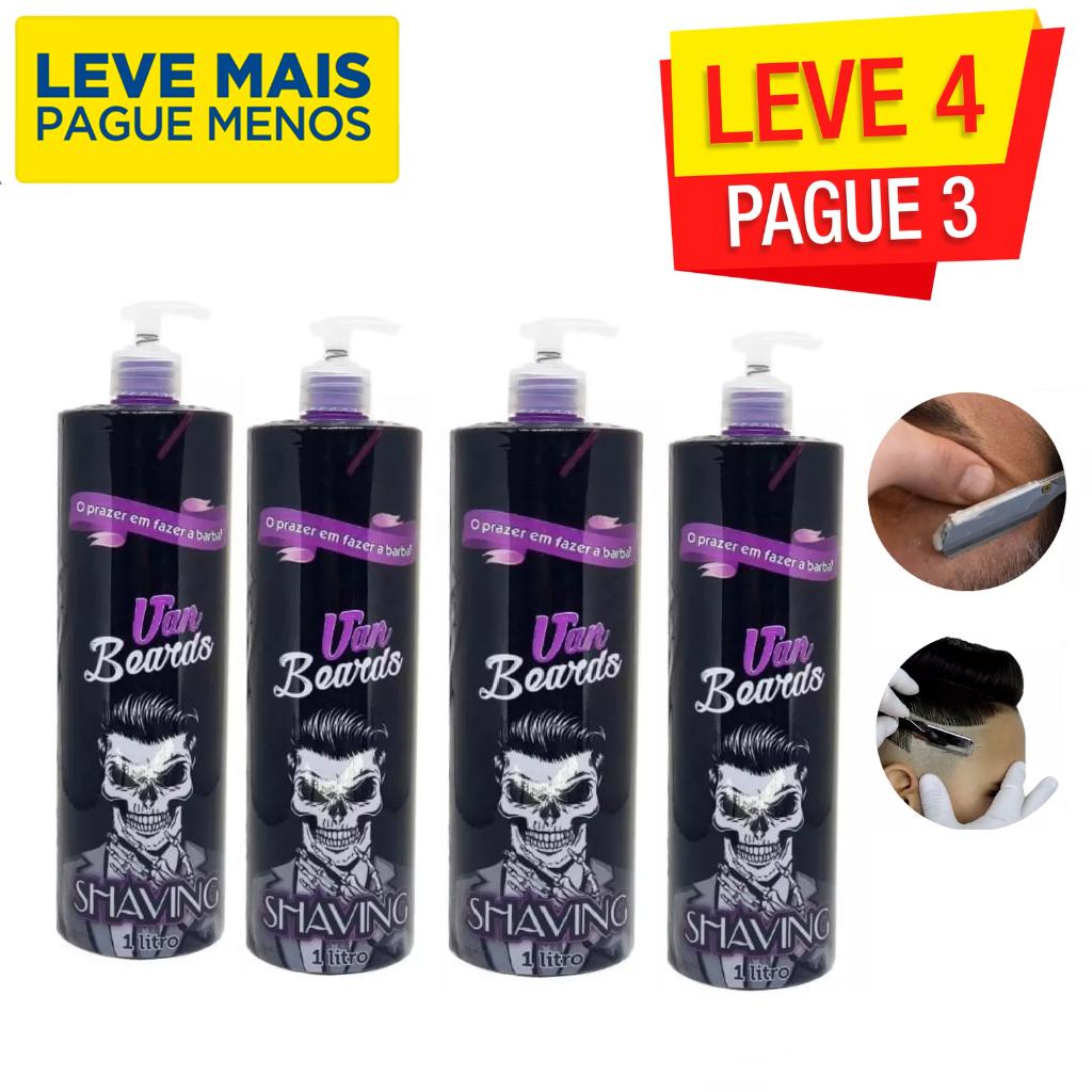 KIT Gel Shaving Gel Para Barbear Profissional 1Kg Gel Shaving Van ...