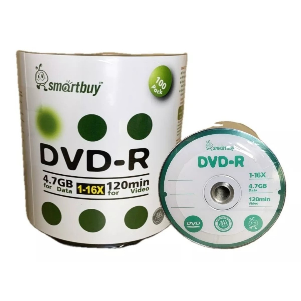 Dvd-r Smartbuy Tubo Com 100 Unidades 16x 4.7gb 120 Minutos | Shopee Brasil