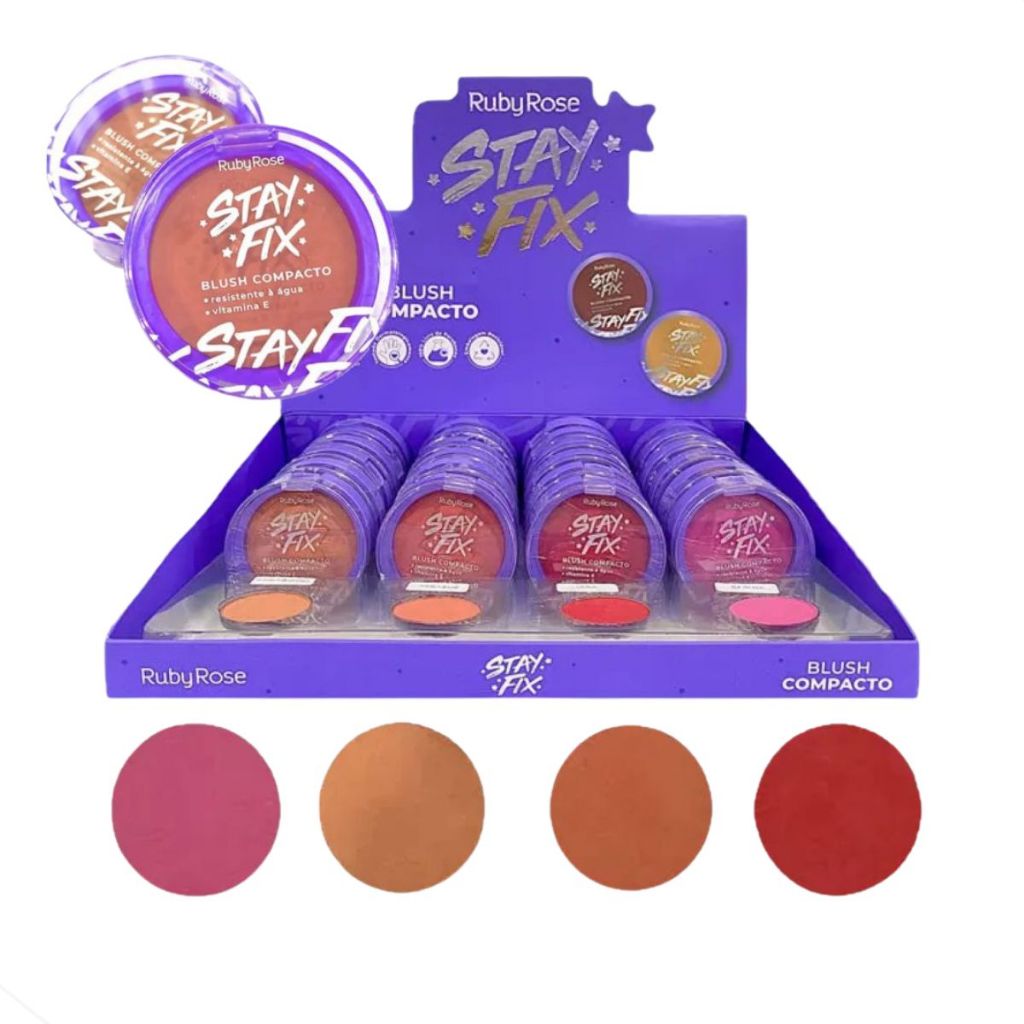 Blush Compacto Stay Fix Ruby Rose | Shopee Brasil