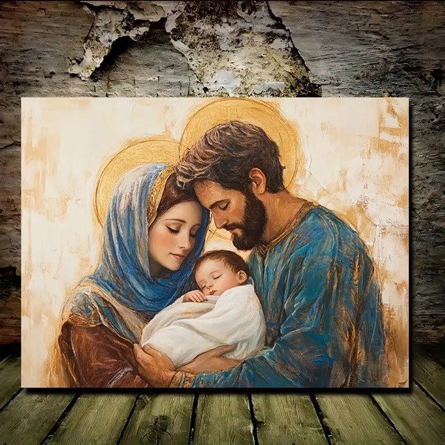 Quadro decorativo 1 peça 20x30 Maria José bebê menino Jesus Sagrada ...