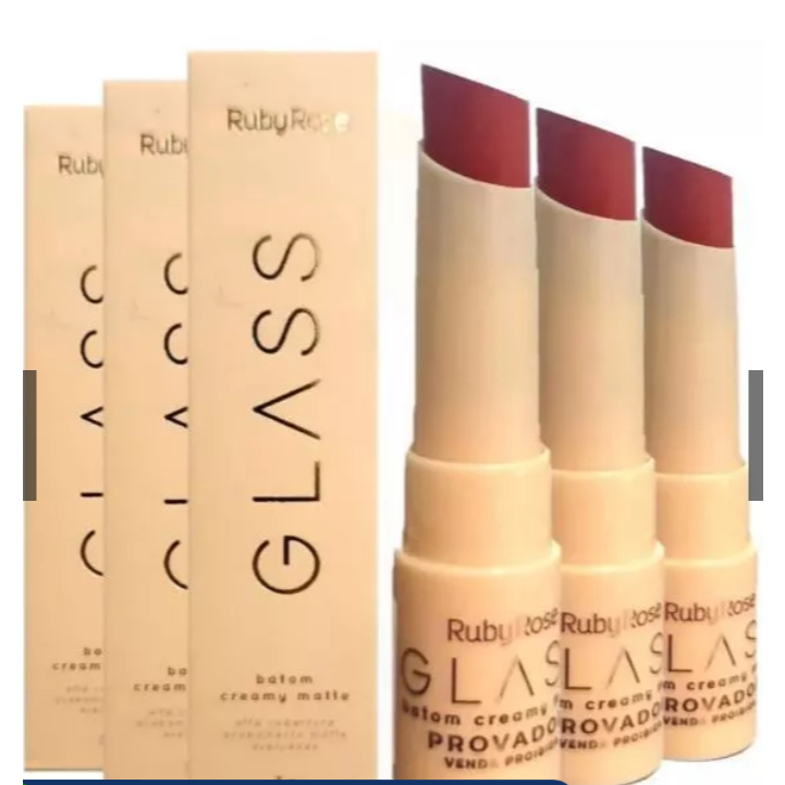 Batom Creamy Matte Glass HBF567 Maquiagem feminino Ruby Rose Alta Cobertura Cores | Shopee Brasil