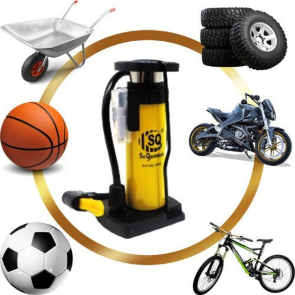 Bomba Ar Encher Pneu Moto Carro Bicicleta Bike Bolas Boias Com 3 Bicos ...