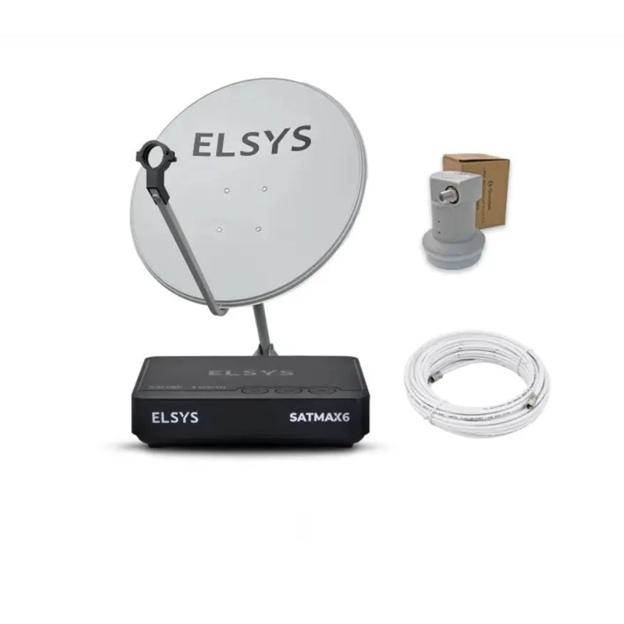 Kit Antena Parabolica Digital com Receptor Elsys Satmax 6 | Shopee Brasil
