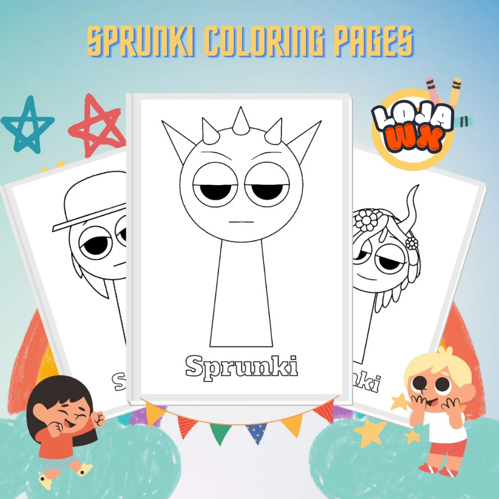 110 Desenhos do Sprunki para Pintar e Colorir - A4 75g Folhas Soltas ...