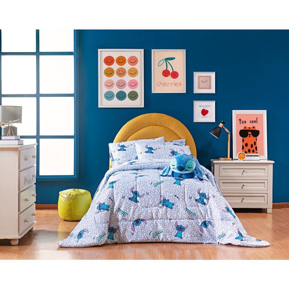 Coleção Colcha, lençol , manta e edredom Solteiro e Casal Stitch Disney ...