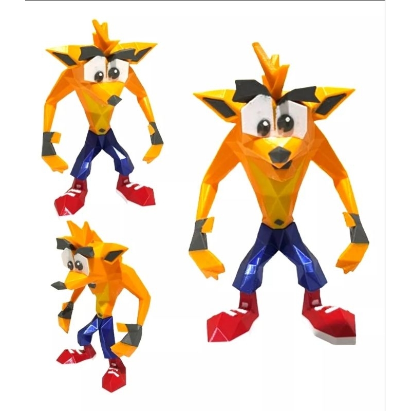 Boneco Premium Crash Bandicoot Playstation Low Poly Aku Aku ...