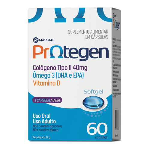 Protegen Colágeno Tipo II 60 cápsulas Mássime | Shopee Brasil