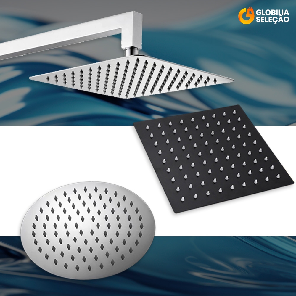 Ducha Chuveiro Inox 304 Quadrado 20x20 cm 15x15 cm Com Braço 40cm ...