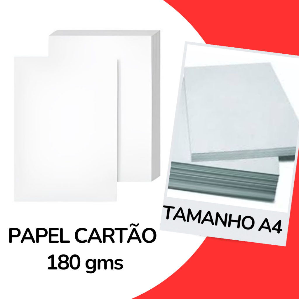 Papel Cartão Branco Grosso 180gr Tam. A4 100 Folhas | Shopee Brasil