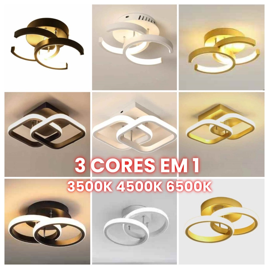 Luminária De Teto Plafon Led Moderna Lustre para Corredor Sala Quarto ...