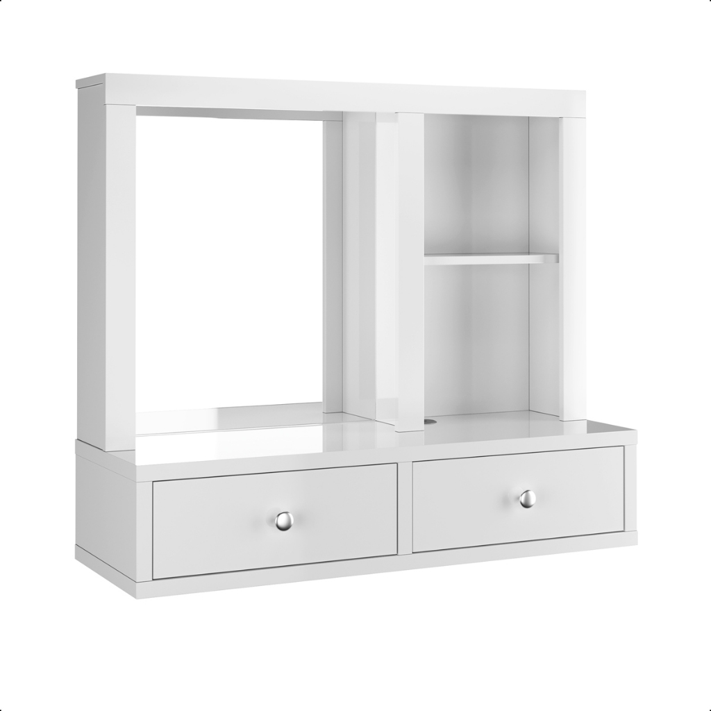 Penteadeira Camarim Com Led Suspensa Duas Gavetas e Duas Prateleiras ...