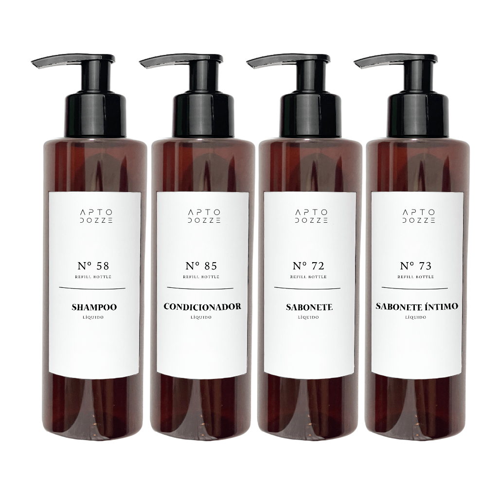 Kit Banheiro Completo 250ml Ambar Shampoo, Condicionador, Sabonete e ...
