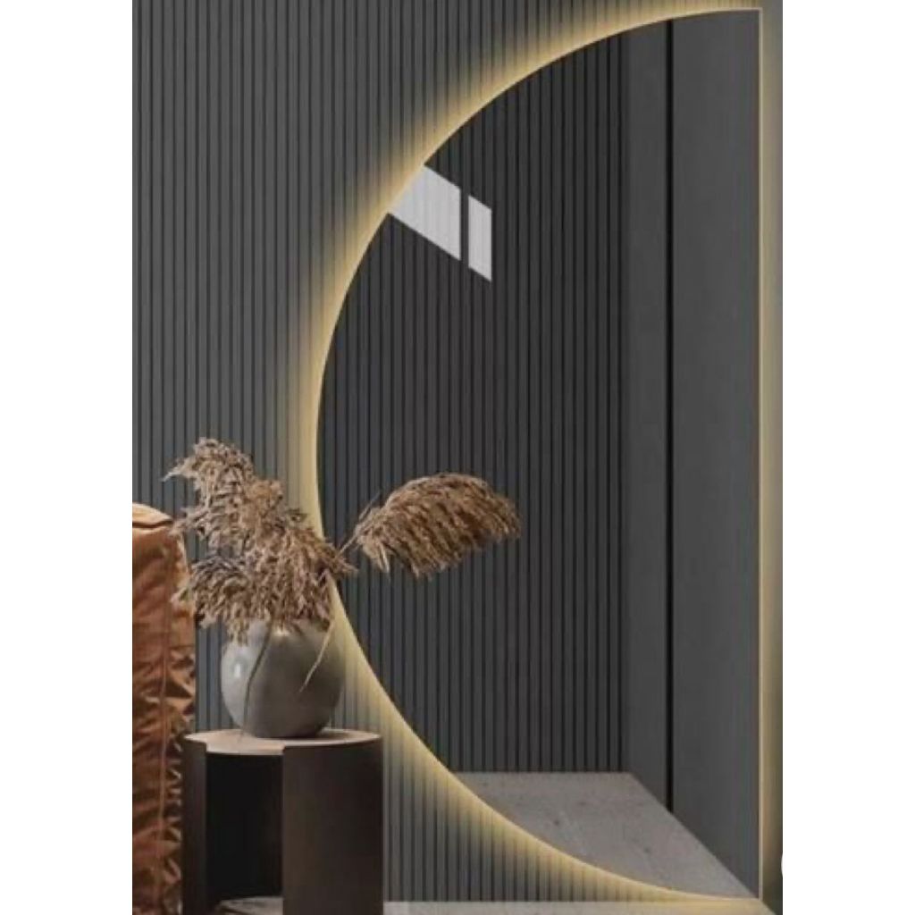 Espelho Meia Lua Organico 120X60CM Lapidado Corpo Inteiro Belo C/ LED PILHAS FRIA (MEIA LUA ...