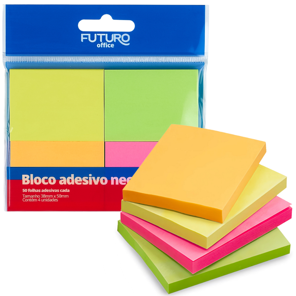 Bloco De Notas Post Auto Adesivo 38x50mm Colorido It 400 Folhas ...