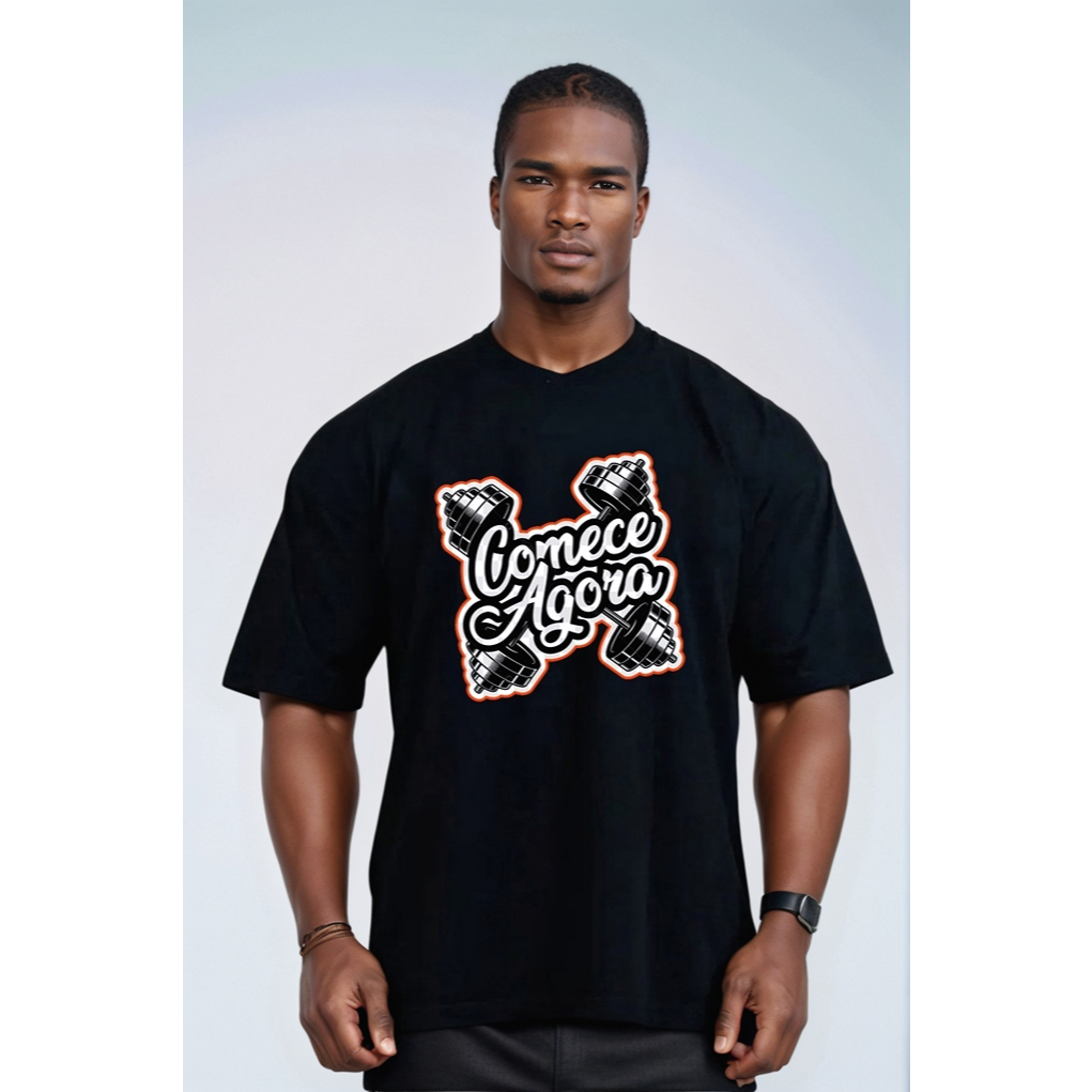 Camiseta Oversized Comece Agora Masculina Streetwear Bodybuilding ...
