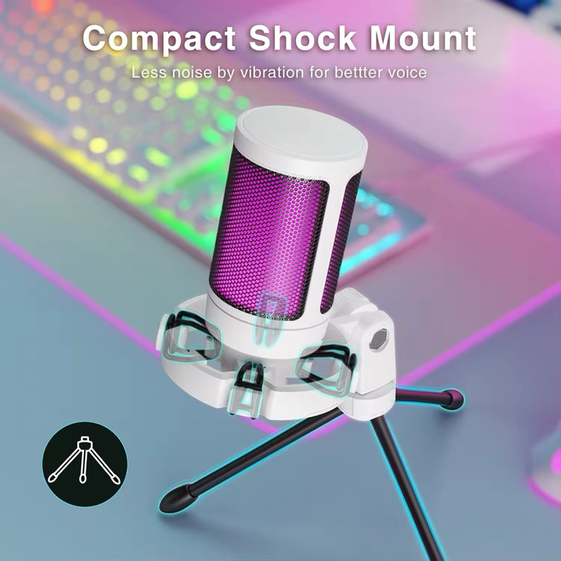 Microfone Branco USB tipo C Gamer Fifine Ampligame A2 Condensador RGB ...