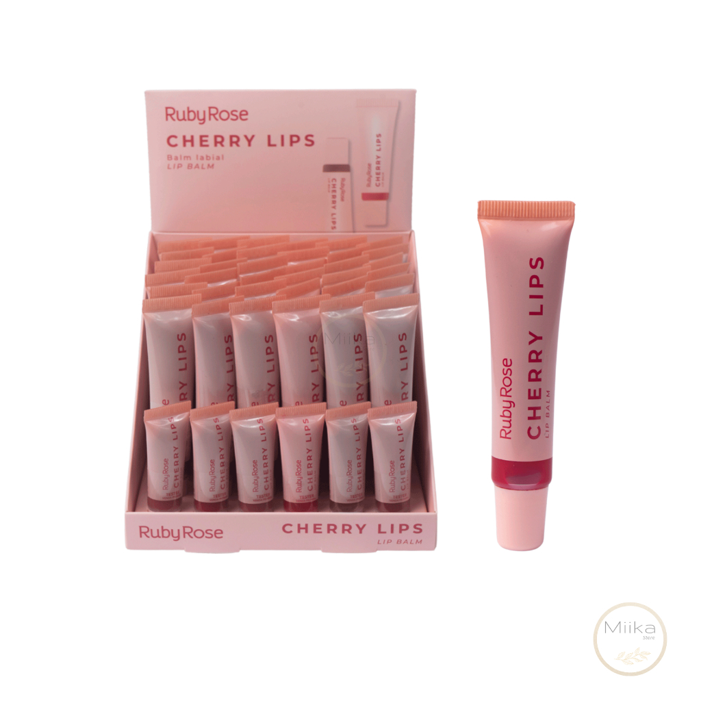 Box - Cherry lips - Gloss Balm Labial - Ruby Rose | Shopee Brasil
